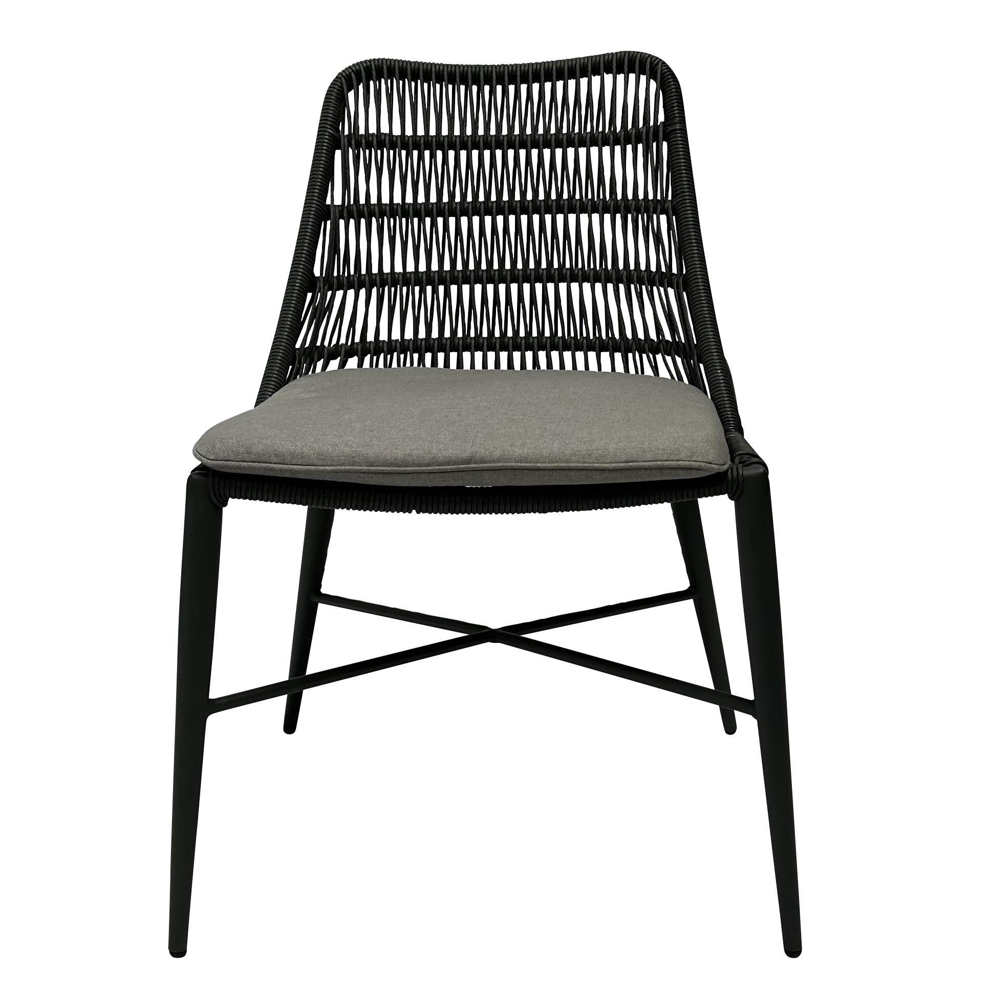 Emery Rope & Steel Armless Dining Chair in Grey - Ellis Outdoor
